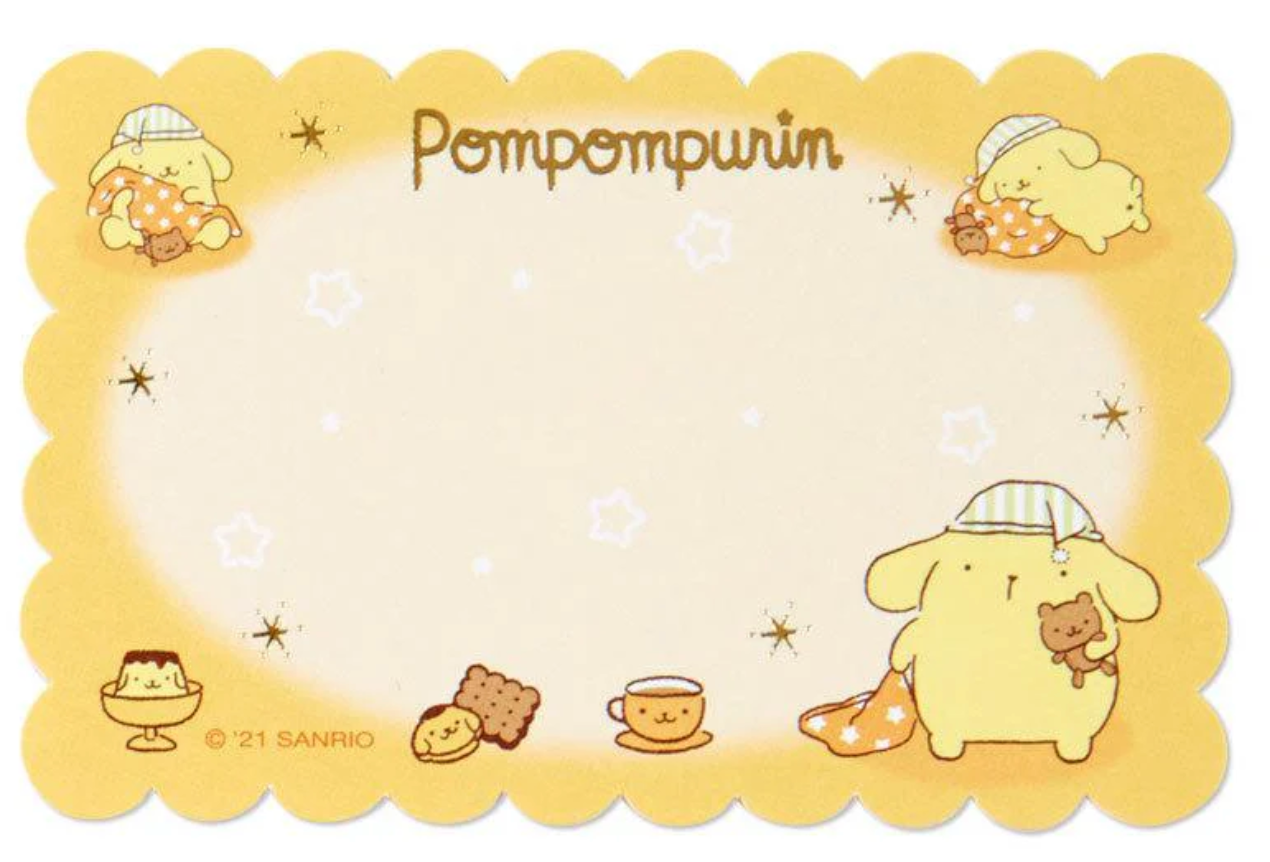 Sanrio Pompompurin Message Card Set – HIFUMI
